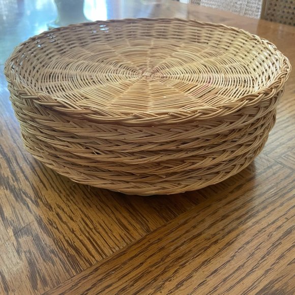 Dining | Vintage Wicker Paper Plate Holders Set 7 Natural Color Camping ...